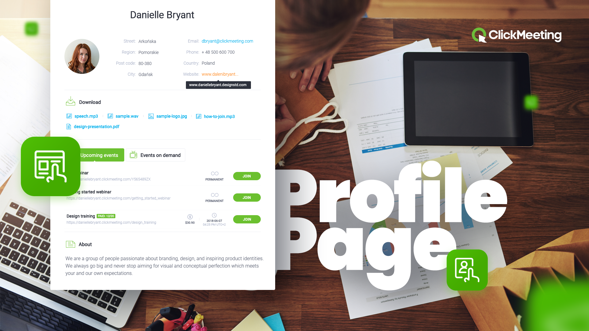 Profile page | Video Tutorial - Help Center Clickmeeting