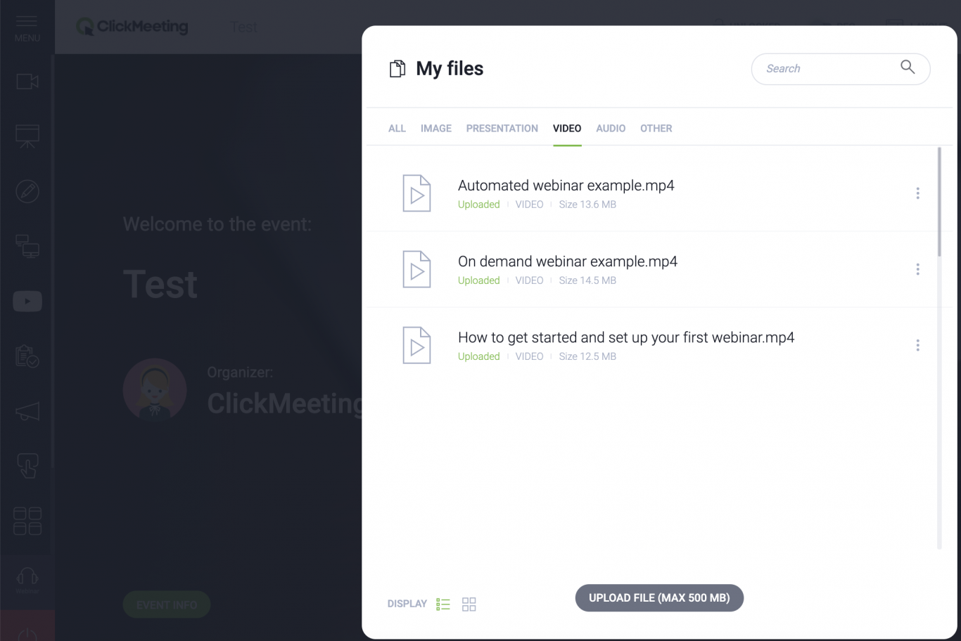 Left side menu - Help Center Clickmeeting