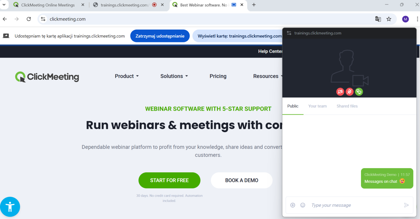 Left side menu - Help Center Clickmeeting