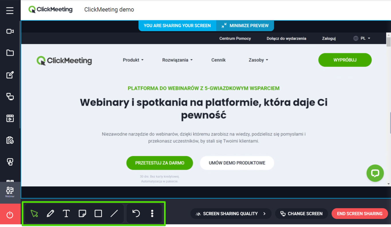 Left side menu - Help Center Clickmeeting